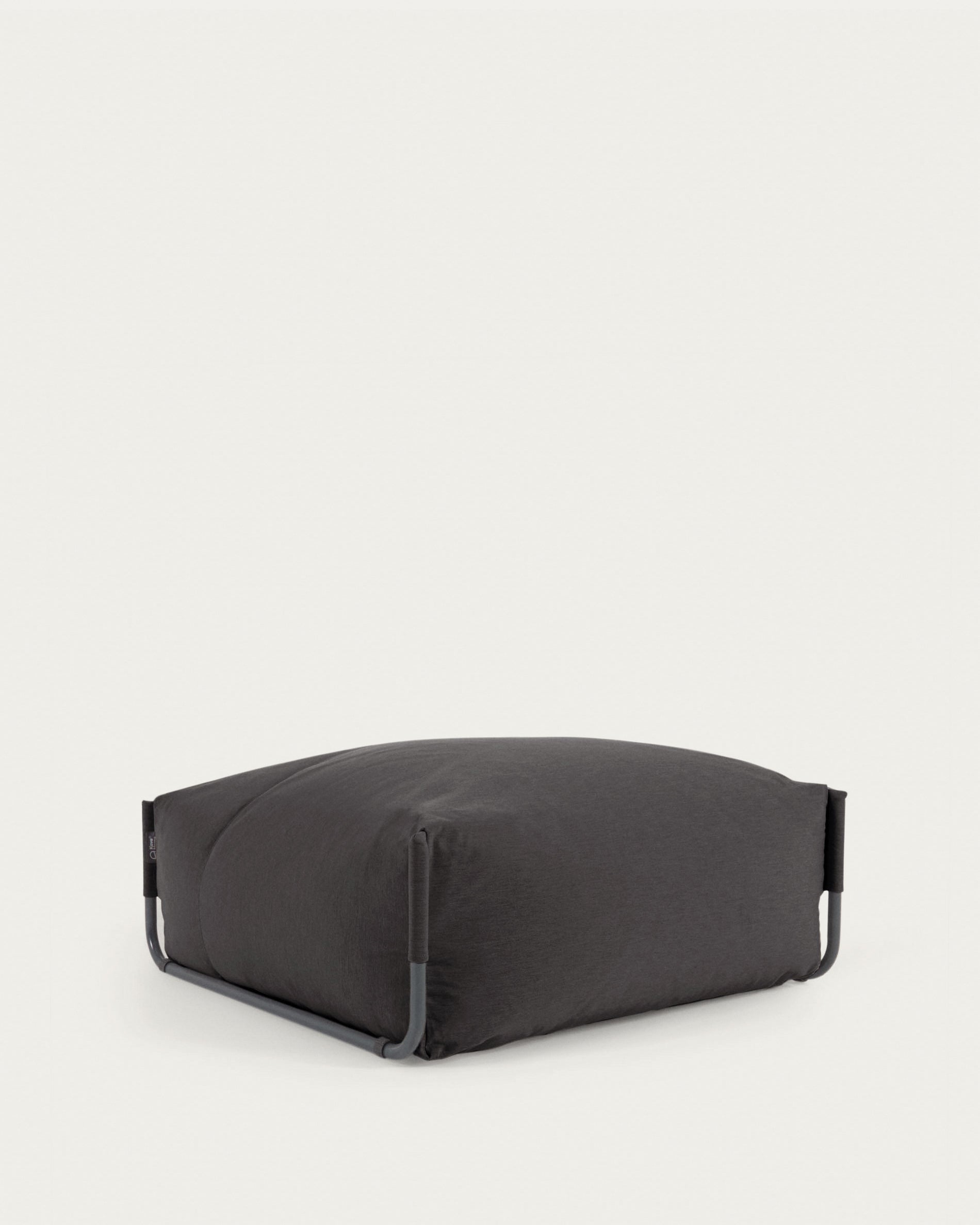 Square modular 100% outdoor sofa pouffe in dark grey with black alumin ...
